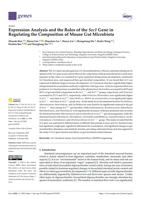 Pdf Expression Analysis And The Roles Of The Sec1 Gene In Regulating