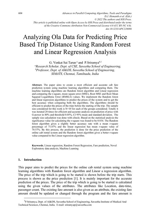 Pdf Analyzing Ola Data For Predicting Price Based Trip Distance Using