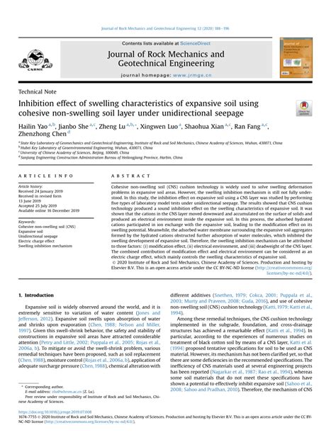 PDF Inhibition Effect Of Swelling Characteristics Of Expansive Soil Using Cohesive Non