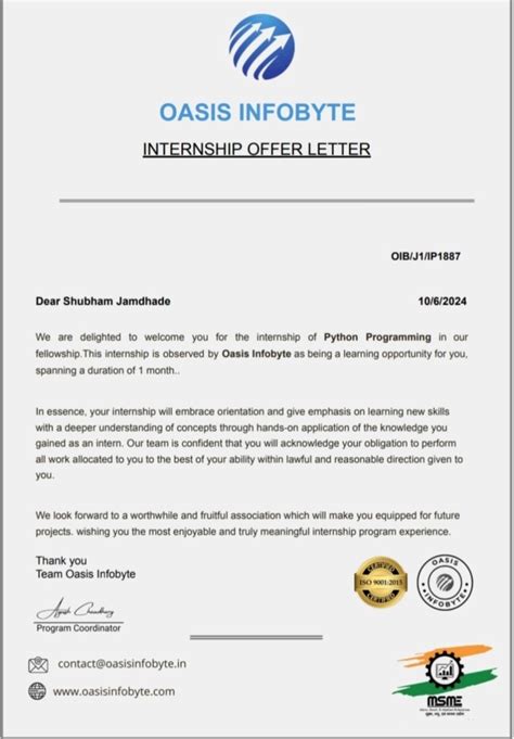 Shubham Jamdhade On Linkedin Pythondeveloper Internship