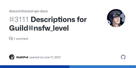 Descriptions For Guildnsfwlevel · Issue 3111 · Discorddiscord Api Docs · Github