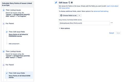 automation to sum up story points of stories in different statuses and