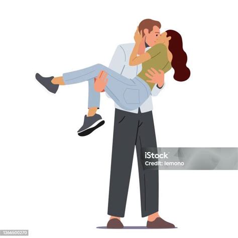 사랑하는 커플 로맨틱 한 관계 남자에 여자를 잡고 손에 흰색 배경에 고립 된 키스 행복한 연인 나름에 대한 스톡 벡터 아트 및