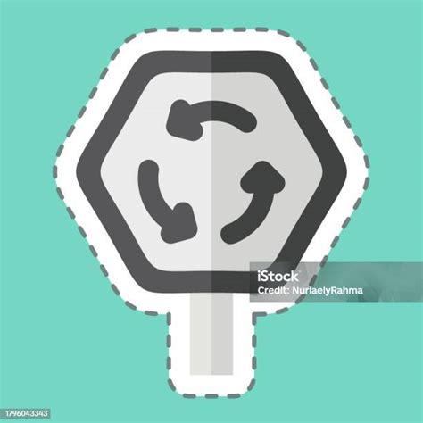 스티커 라인 컷 원형 교차로 도로 표지판 기호와 관련이 있습니다 심플한 디자인 편집 가능 간단한 일러스트레이션 3차원 형태에 대한 스톡 벡터 아트 및 기타 이미지 Istock