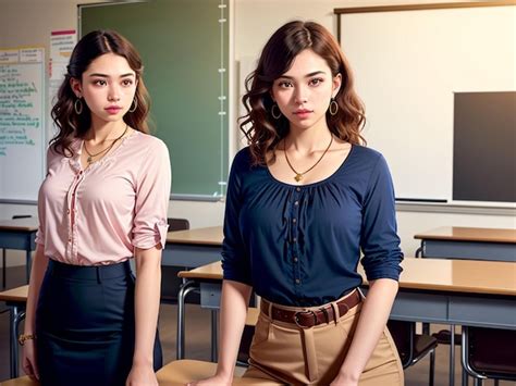 Premium Ai Image Elegant Female Teacher In A Classroom