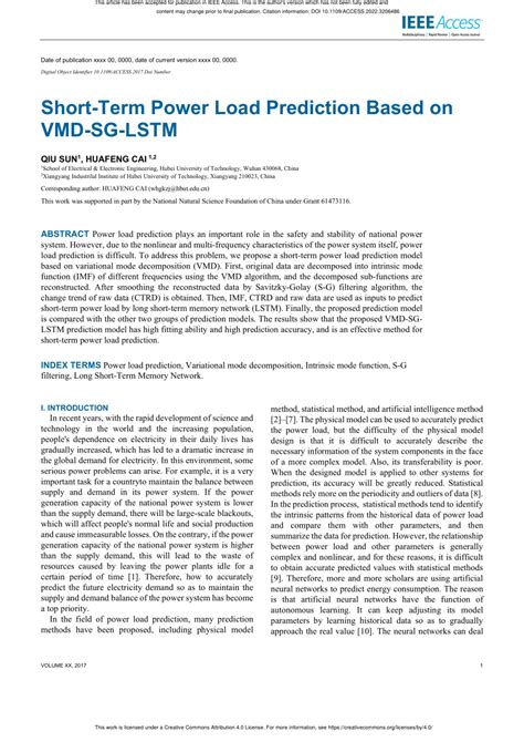 (PDF) Short-Term Power Load Prediction Based on VMD-SG-LSTM