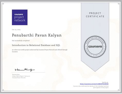 Completed Relational Database And Sql Course Pavan Kalyan Posted On