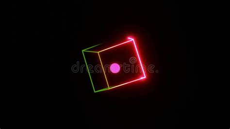 Seamless Loop Rotating Wireframe Cube With Sphere Inside On Black