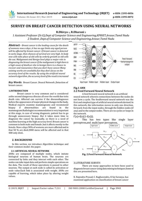 Irjet Survey On Breast Cancer Detection Using Neural Networks Pdf