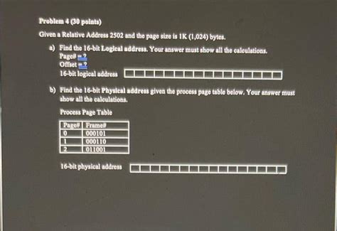 solved problem 4 30 points given a relative address 2502