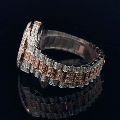 Cascade Steel Rose Silver Moissanite Watch Iced Out I 5900118