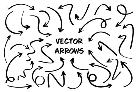 Premium Vector Black Hand Drawn Arrows Set On White Background Arrow Cursor Icon Vector