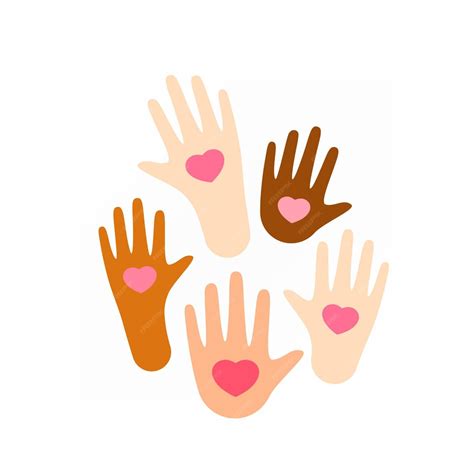 Premium Vector Many Colored Human Hands With Heart Shape Illustration