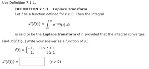 Solved DEFINITION Laplace Transform Let F Be A Chegg