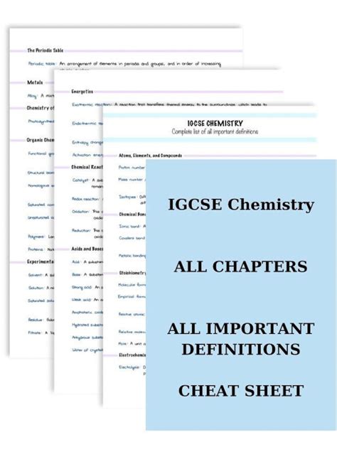 Igcse Chemistry Complete Definitions Cheat Sheet With Practice Sheets Handwritten Notes All