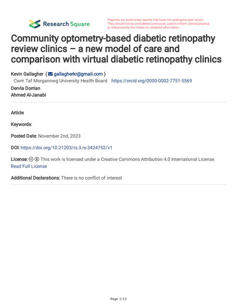 Pdf Community Optometry Based Diabetic Retinopathy Review Clinics A New Model Of Care And