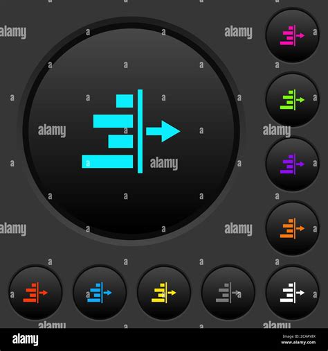 Decrease Right Indentation Of Content Dark Push Buttons With Vivid Color Icons On Dark Grey