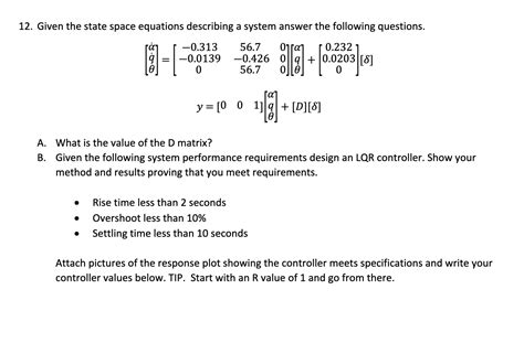 Solved 12 Given The State Space Equations Describing A