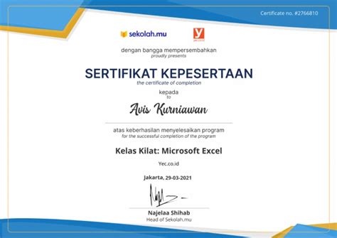 Sertifikat Excel Pdf
