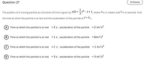 solved the position of a moving particle as a function of