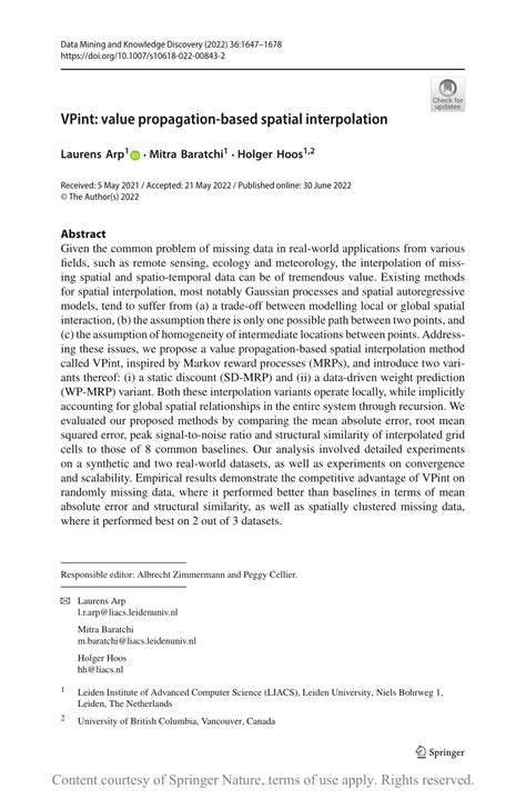 PDF VPint Value Propagation Based Spatial Interpolation