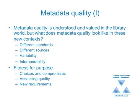 Workflows And Metadata Quality Ppt