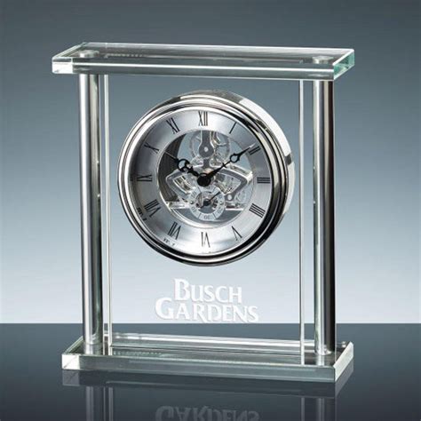 Personalized Engraved Crystal Clock With Your Logo Artwork Text