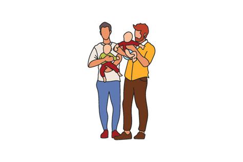 Same Sex Male Couple With Holding Two Babies SVG Cut File By Creative Fabrica Crafts Creative