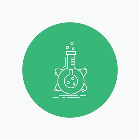Research Laboratory Flask Tube Development White Line Icon In Circle Background Vector Icon