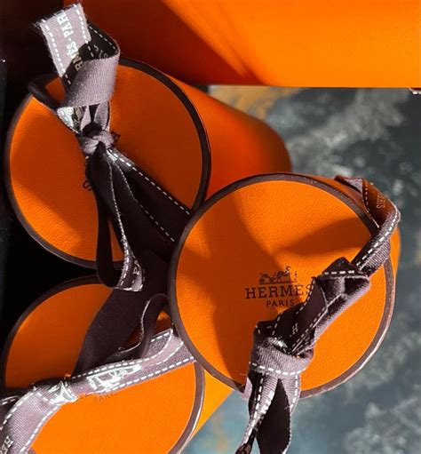 Hermès Classic Orange Box Set Of 4 Round Column Hermès Ribbons
