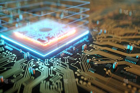 3d渲染cpu技术背景。带有计算机中央处理单元的概念电路板。数字芯片集成通信处理器。副本的空间。