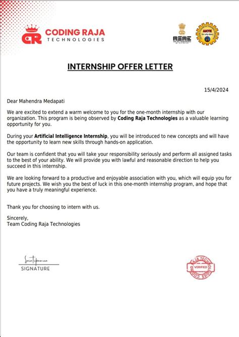 Mahendra Medapati On Linkedin Aiinternship Codingrajatechnologies