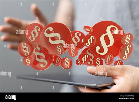 Person Presenting The Virtual Projection Of The Paragraph Signs Stock