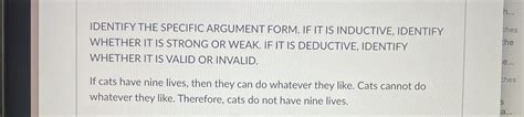 Solved Identify The Specific Argument Form If It Is