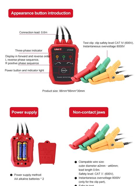 Uni T Ut262e Non Contact Phase Detector Led Buzzer Indication Shopee Malaysia
