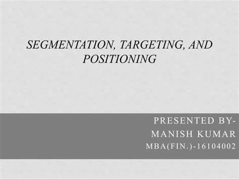 Segmentation Targeting And Positioning Ppt