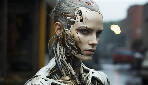 Premium Ai Image A Futuristic Caucasian Woman A Beauty Looking At
