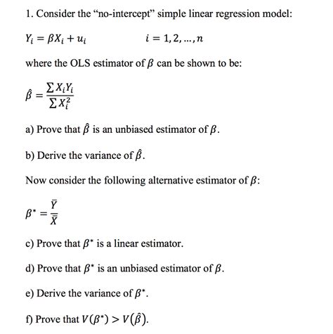 Solved Consider The No Intercept Simple Linear Chegg