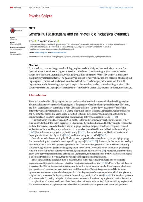 General Null Lagrangians And Their Novel Role In Classical Dynamics Request PDF