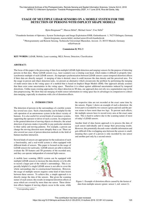 Pdf Usage Of Multiple Lidar Sensors On A Mobile System For The Detection Of Persons With