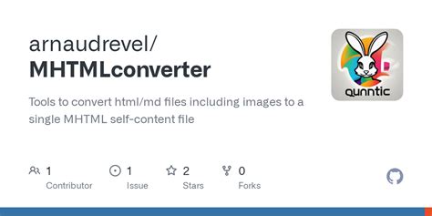 GitHub Arnaudrevel MHTMLconverter Tools To Convert Html Md Files Including Images To A Single