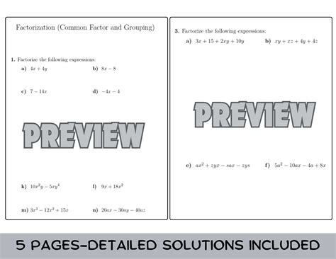 Factorization Common Factor And Grouping Worksheet No 2 With