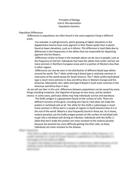 Unit 6 Microevolution Population Genetics Summary Ap Biology Ap Thinkswap