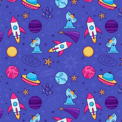 Premium Vector Hand Drawn Space Pattern Design Premium Vector Hand Drawn Space Pattern Design
