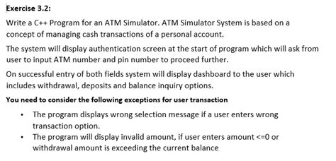 Solved Exercise 32 Write A C Program For An Atm