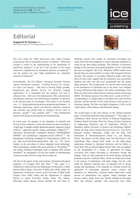Pdf Editorial Emerging Materials Research