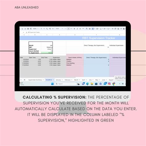 RBT Supervision Tracker RBT Supervision Log RBT Supervision Rbt Training Etsy