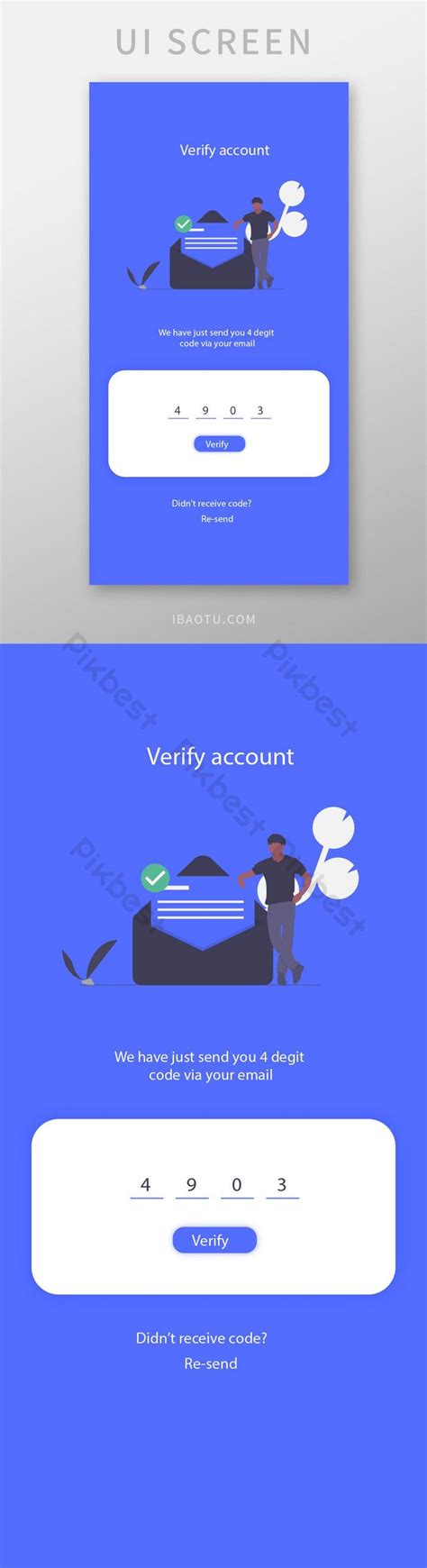 Verification Page App Ui Design With Colorful Illustration Ui Ai Free Download Pikbest