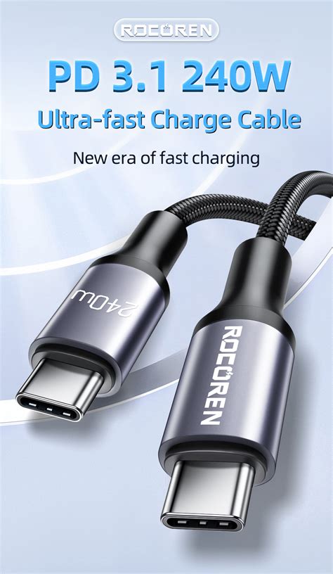 Rocoren W Usb Type C To Usb C Cable Pd W A Fast Charging