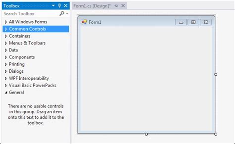 visual c your first windows form visual content page blank form